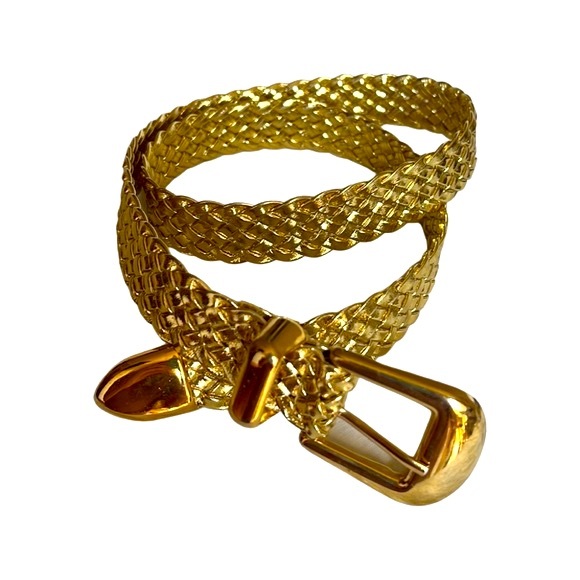 Vintage | Accessories | Vintage Braided Vegan Metallic Gold Belt High ...